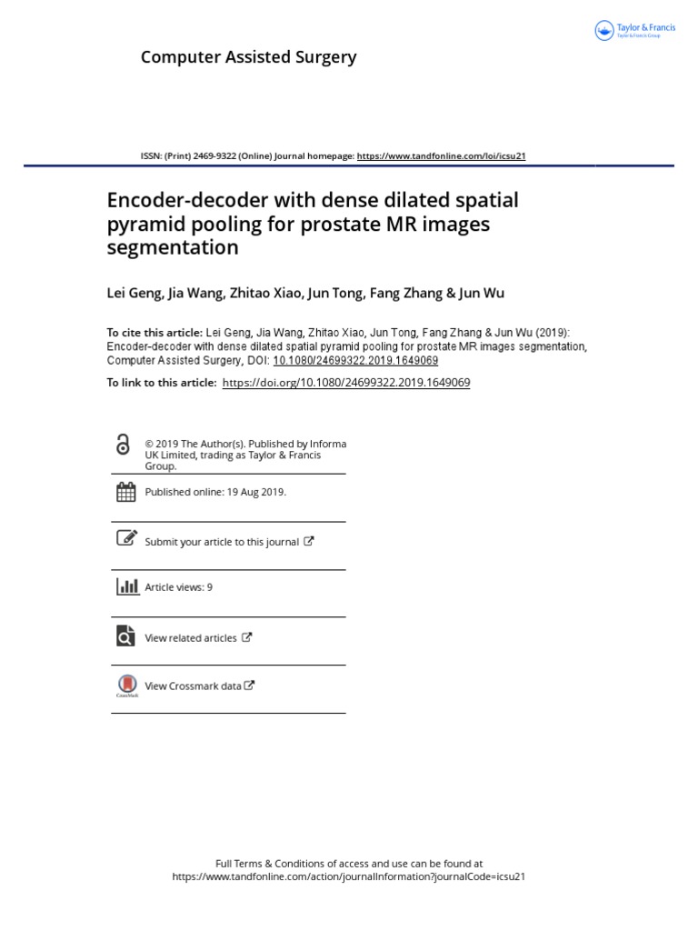 Encoder Decoder With Dense Dilated Spatial Pyramid Pooling For Prostate Mr Pdf Medical