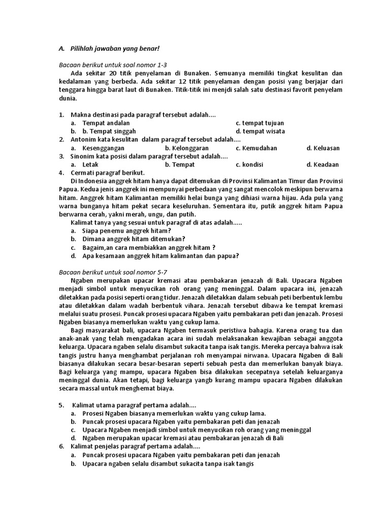 Try Out Bahasa Indonesia Kelas 6 | PDF | Griya & Taman | Sains & Matematika