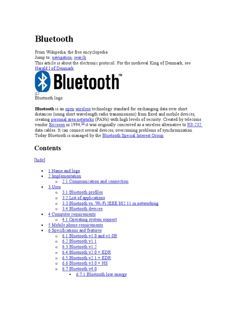 Bluetooth | PDF | Bluetooth | Computer Network