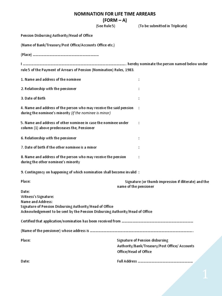 LTA Form A PDF | PDF | Pension | Deposit Account