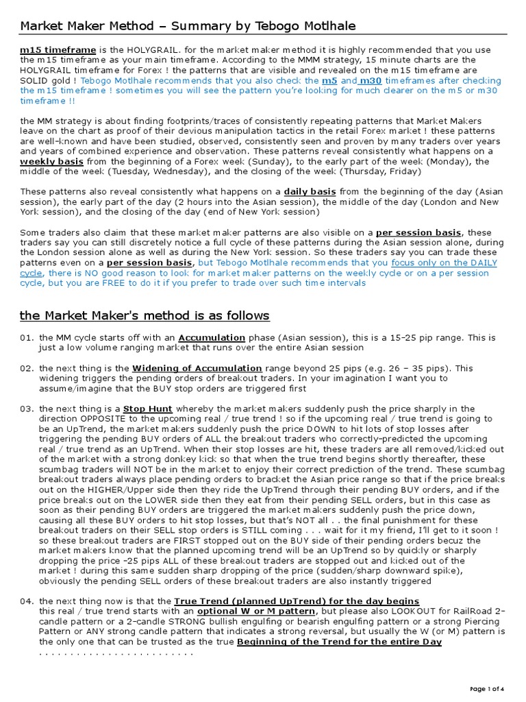Market Maker Method - Summary by Tebogo Motlhale | PDF | Order ...