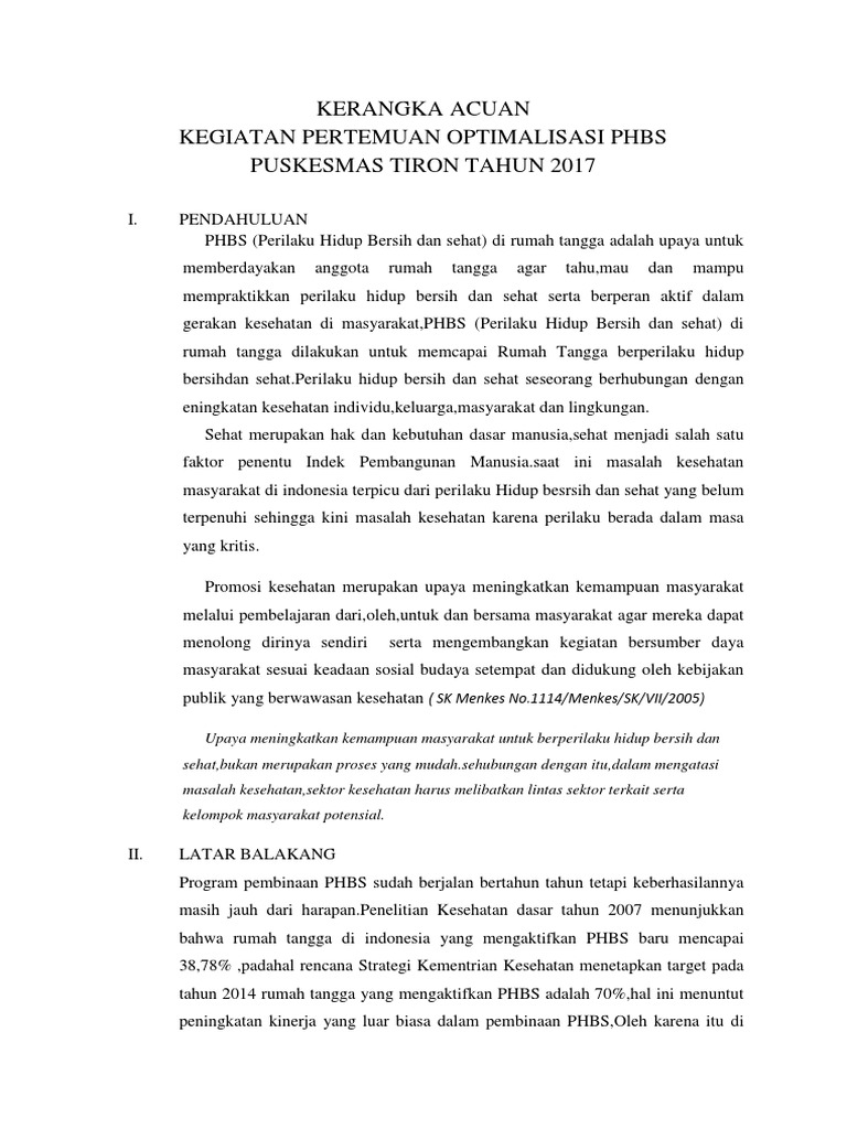 Kak Optimalisasi Phbs | PDF