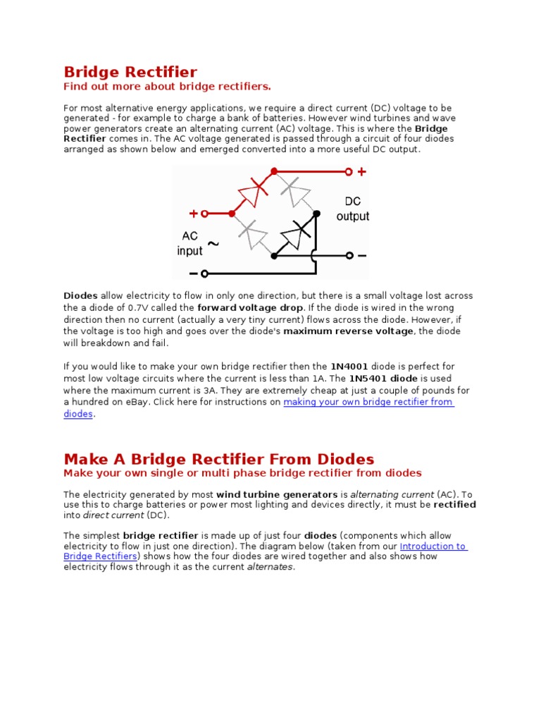 How to Build a Bridge Rectifier | PDF | Rectifier | Direct Current