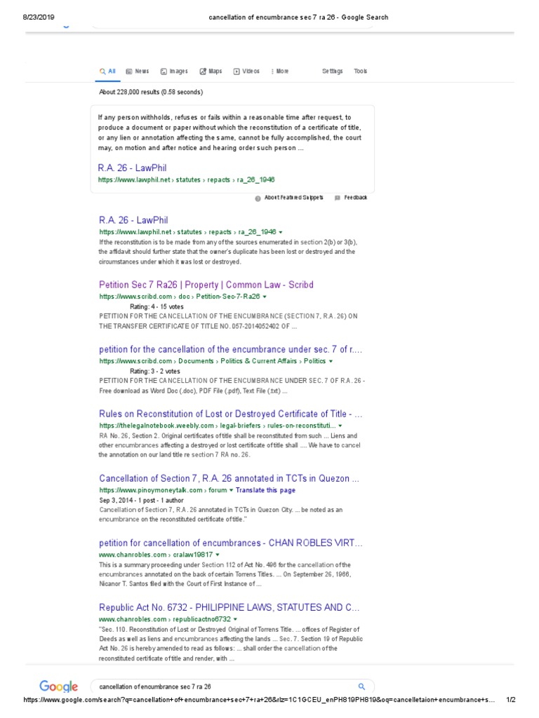 Cancellation of Encumbrance Sec 7 Ra 26 - Google Search | PDF ...