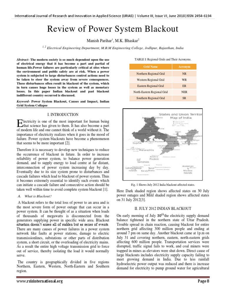 Review of Power System Blackout | PDF | Electrical Grid | Electric ...
