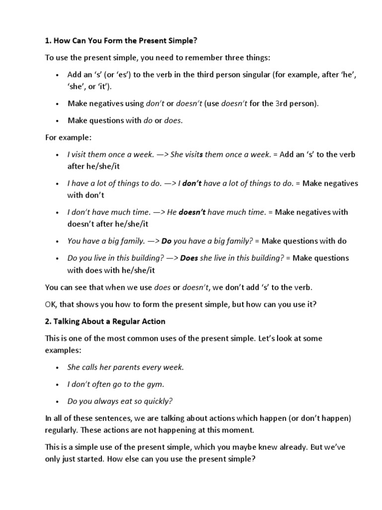All About Simple Present | PDF | Grammatical Tense | Verb