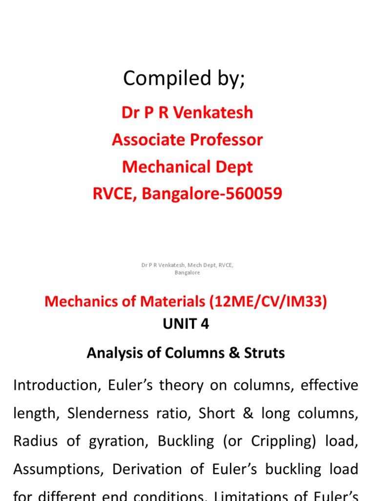 6 Elastic Stability of Columns PDF | PDF | Buckling | Column