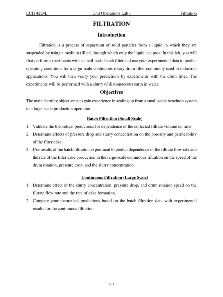 Filtration: Batch Filtration (Small Scale) | PDF | Filtration ...