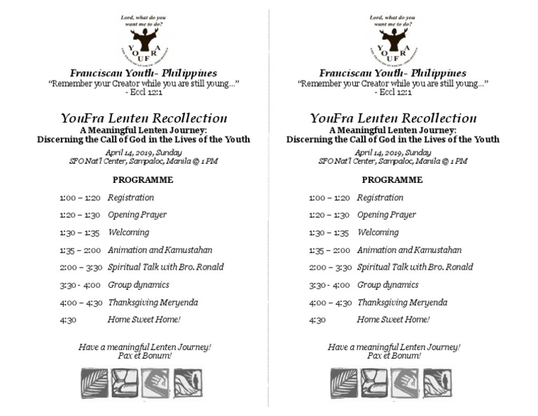 Youfra Lenten Recollection Youfra Lenten Recollection: Franciscan Youth ...