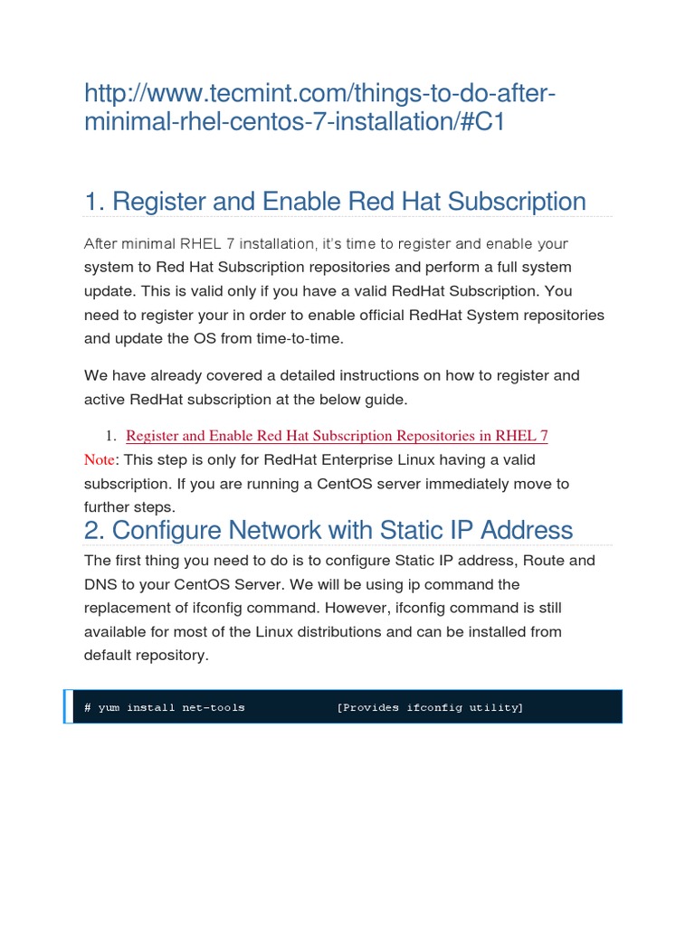 Minimal-Rhel-Centos-7-Installation/#c1: Register and Enable Red Hat ...