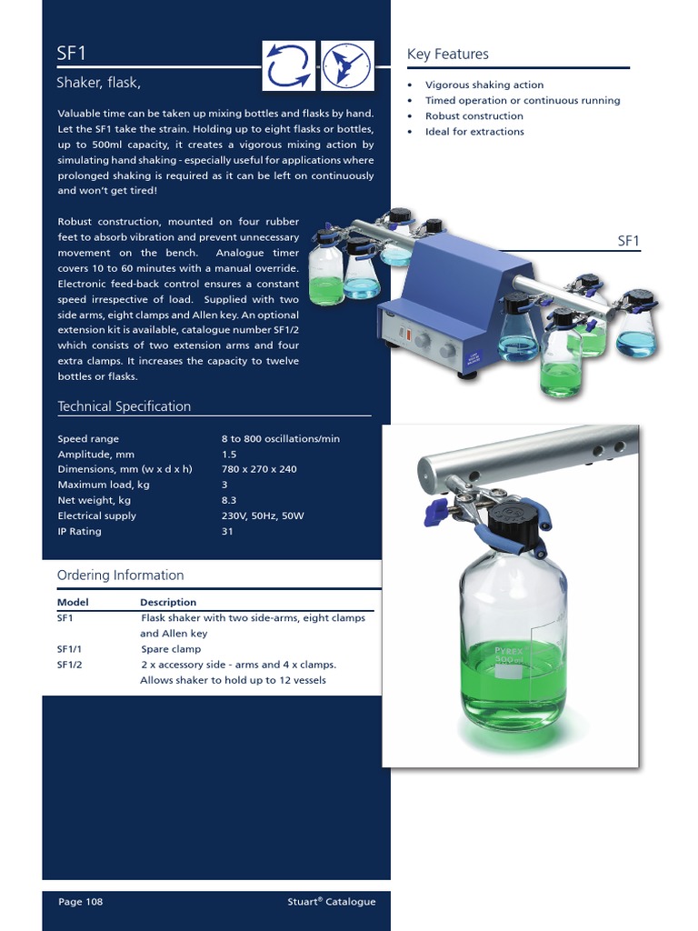 Flask Shaker SF1 Stuart | PDF | Mechanical Engineering | Manufactured Goods