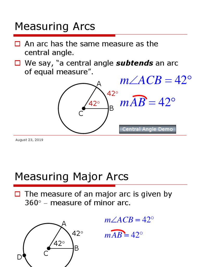Measuring Arcs: M Acb mAB | PDF | Circle | Perpendicular