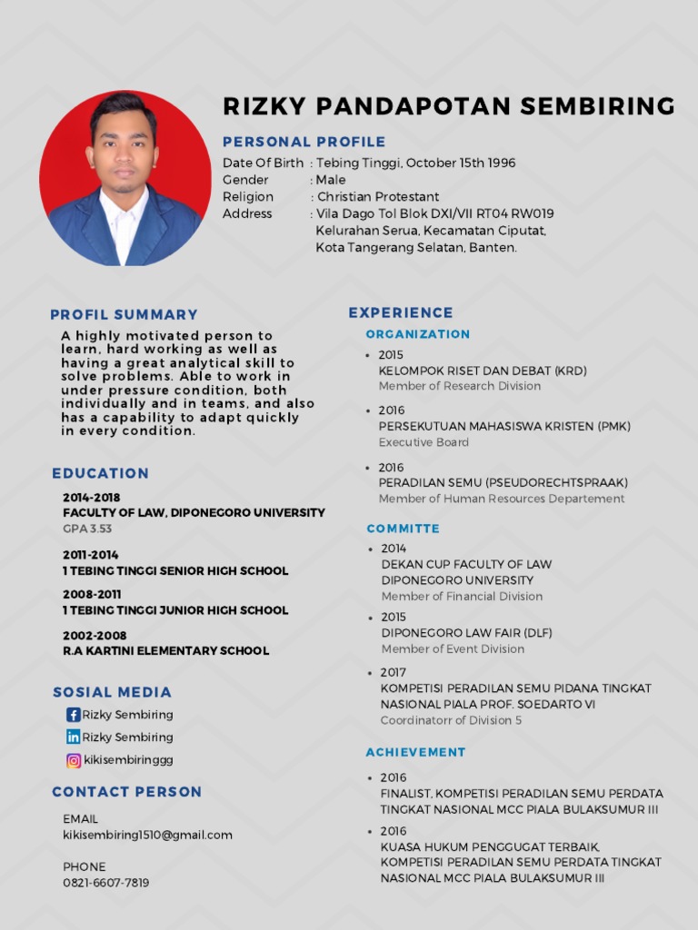 Curirculum Vitae (CV) - Rizky Pandapotan Sembiring | PDF