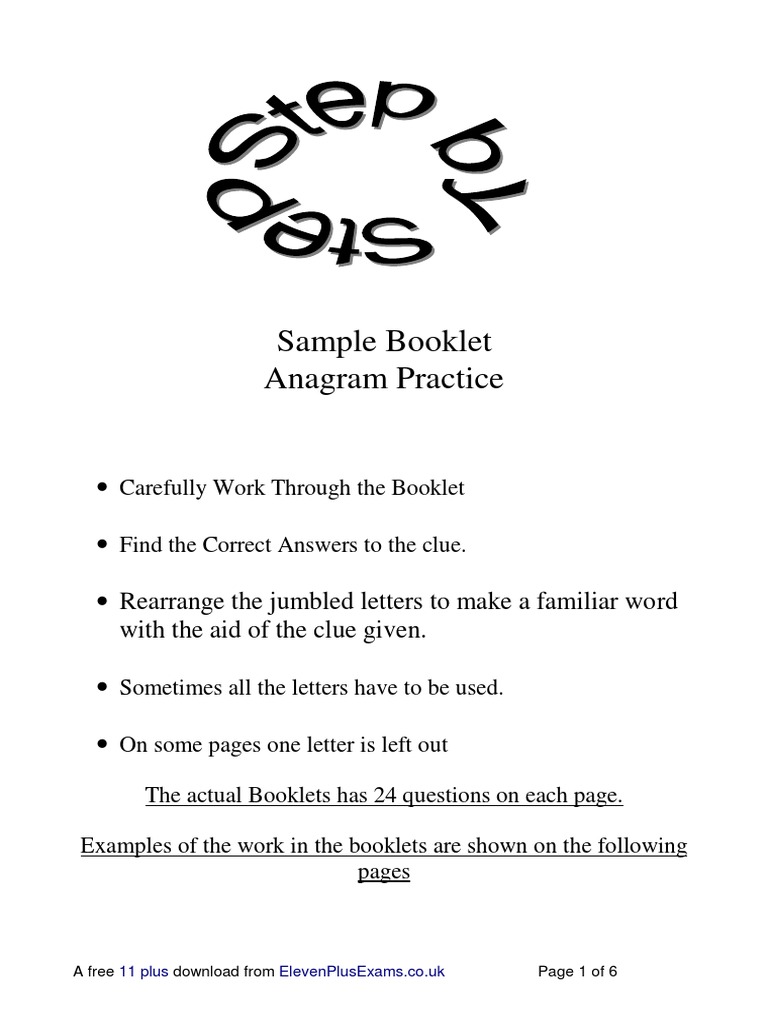 Step by Step Anagram Practice PDF | PDF | Language Arts & Discipline ...