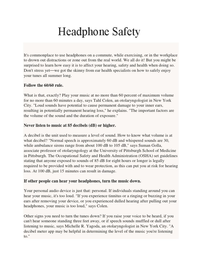 Headphone Safety | PDF | Headphones | Hearing Loss