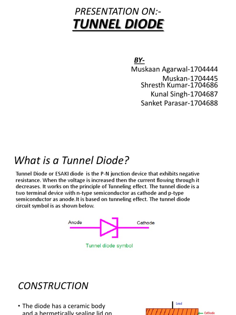 Tunnel Diode: Presentation On | PDF | Diode | Quantum Tunnelling
