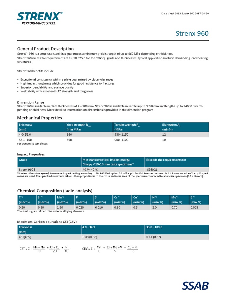 Data Sheet 2013 Strenx 960 20170420 65 371857150 en PDF | PDF ...