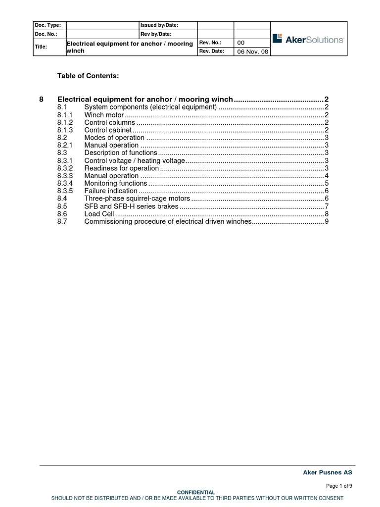 Mooring Winch | PDF | Switch | Electric Motor