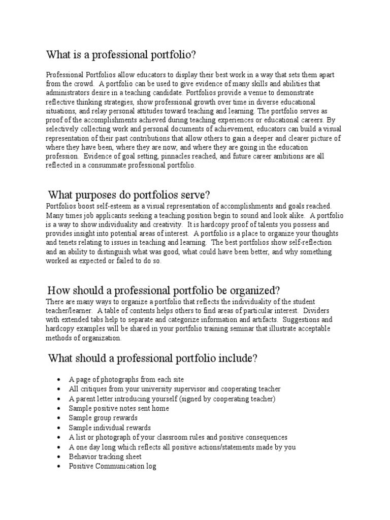 Creating an Effective Professional Portfolio | PDF | Learning | Cognition