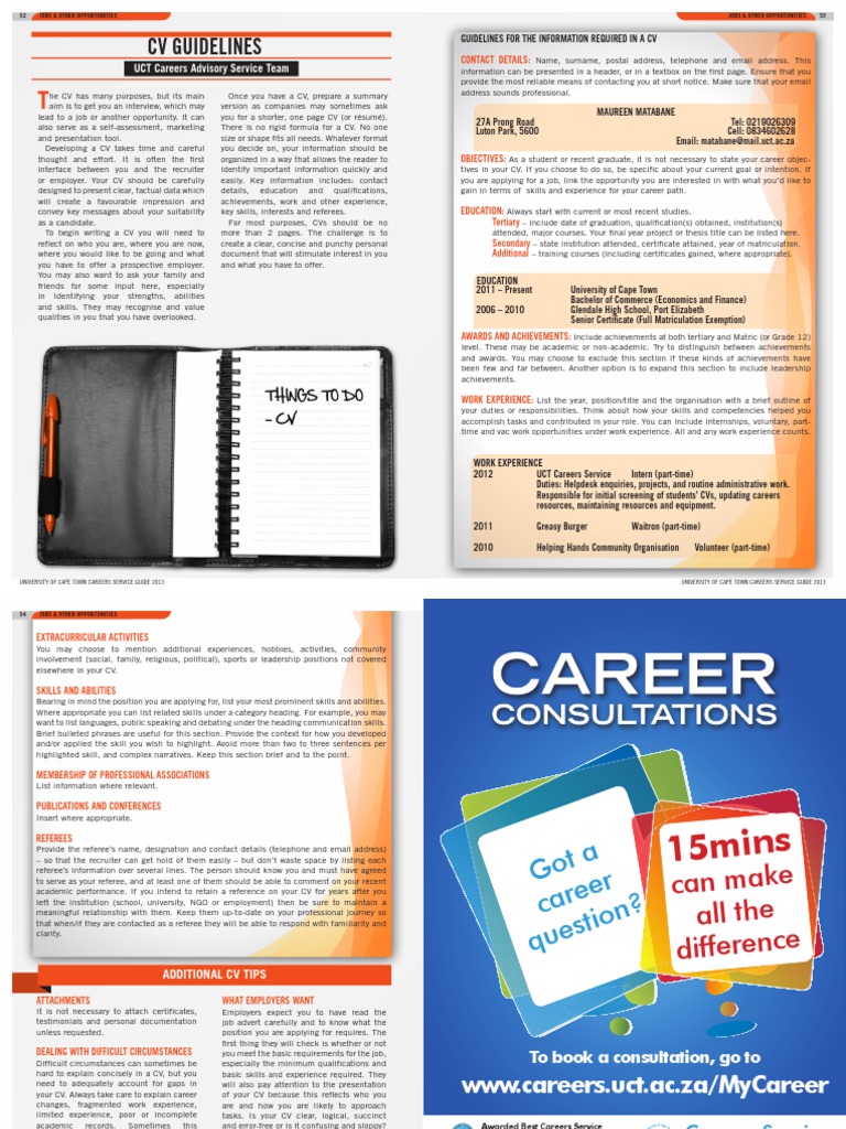 CV Guidelines, Best of The Best University of Cape Town | PDF | Résumé