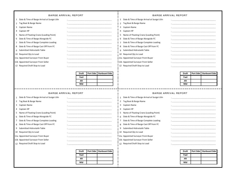 Barge Arrival Report | PDF | Boats | Ships
