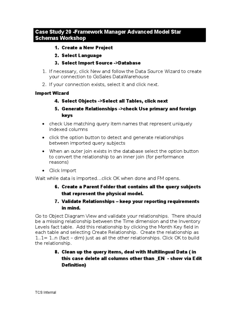 CRN Framework Manager Advanced Model Case Study 20 - Star Schemas ...