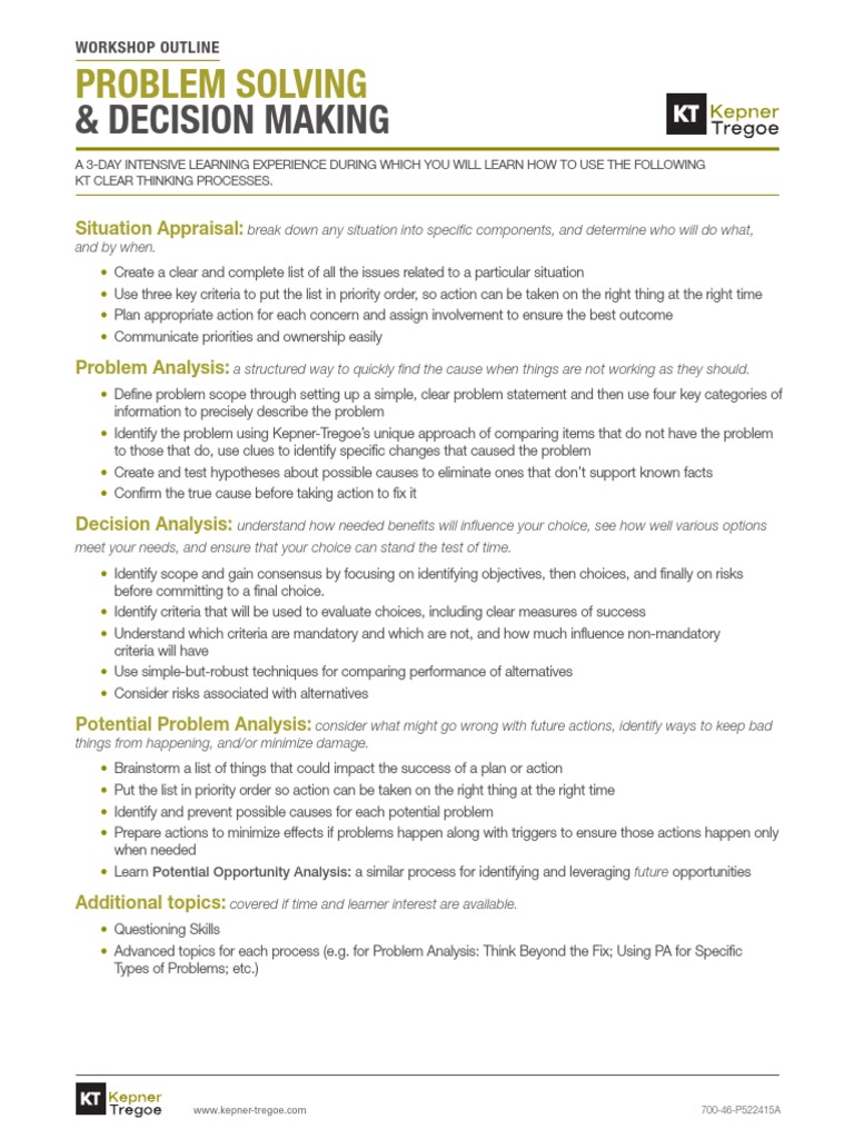 Kepner - Tregoe PDF | PDF | Choice | Decision Making