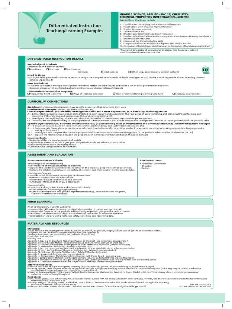 GR9 Science Appliedsnc1pchemistrypropertiesinvestigation PDF | PDF ...