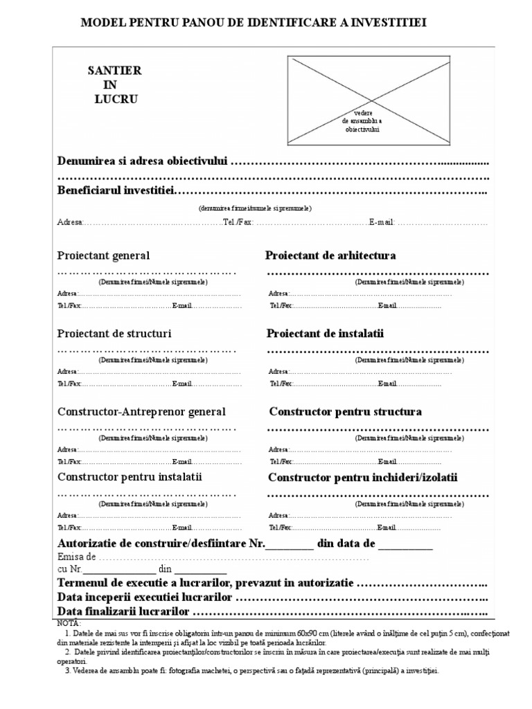 Panou Identificare Santier | PDF