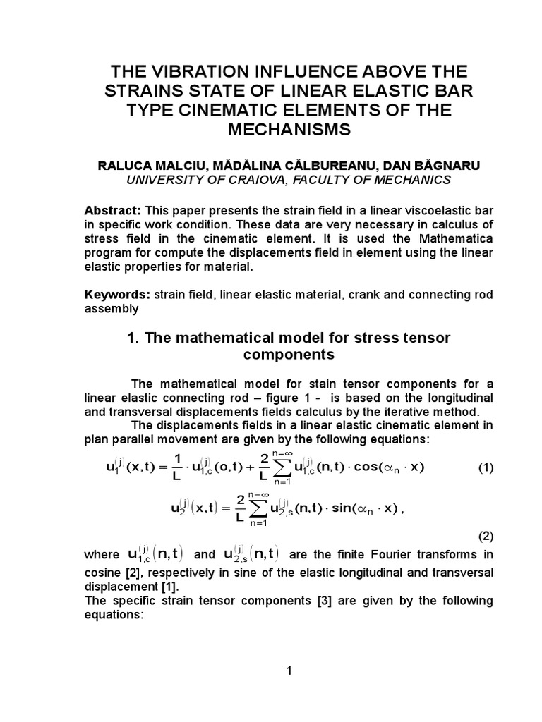 The Vibration Influence Above The Strains State of Linear Elastic Bar Type Cinematic Elements of ...