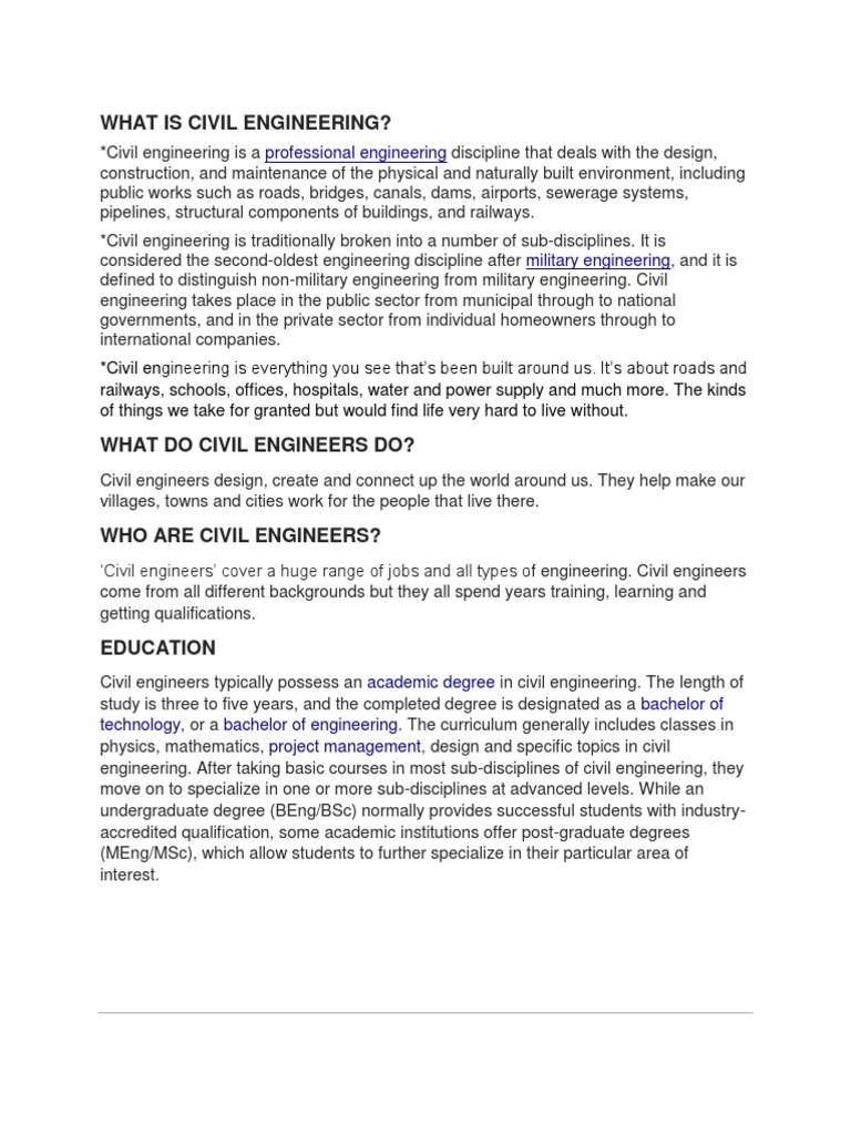 What Is Civil Engineering | PDF | Civil Engineering | Surveying