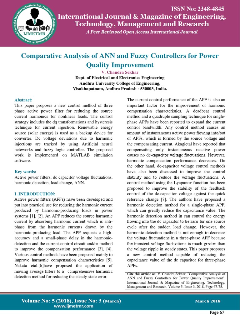 Comparative Analysis of ANN and Fuzzy Controllers For Power Quality ...