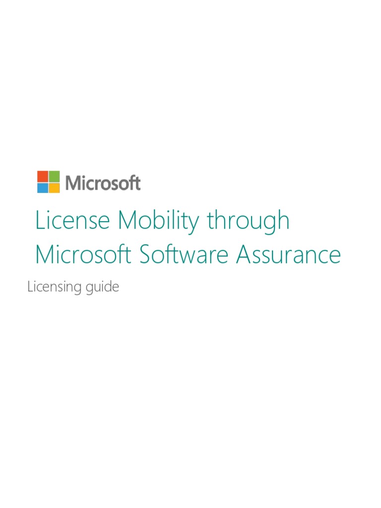 License Mobility Through Software Assurance Customer Licensing Guide ...