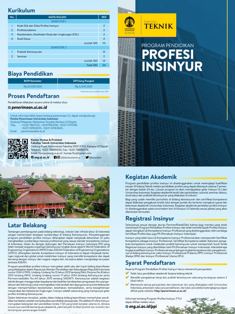 Brosur Program Profesi Insinyur FTUI 2019 PDF | PDF