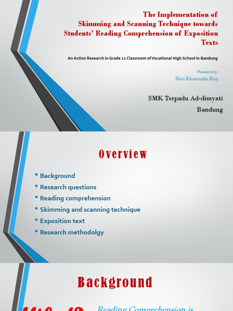 The Implementation of Skimming and Scanning Technique Towards Students ...