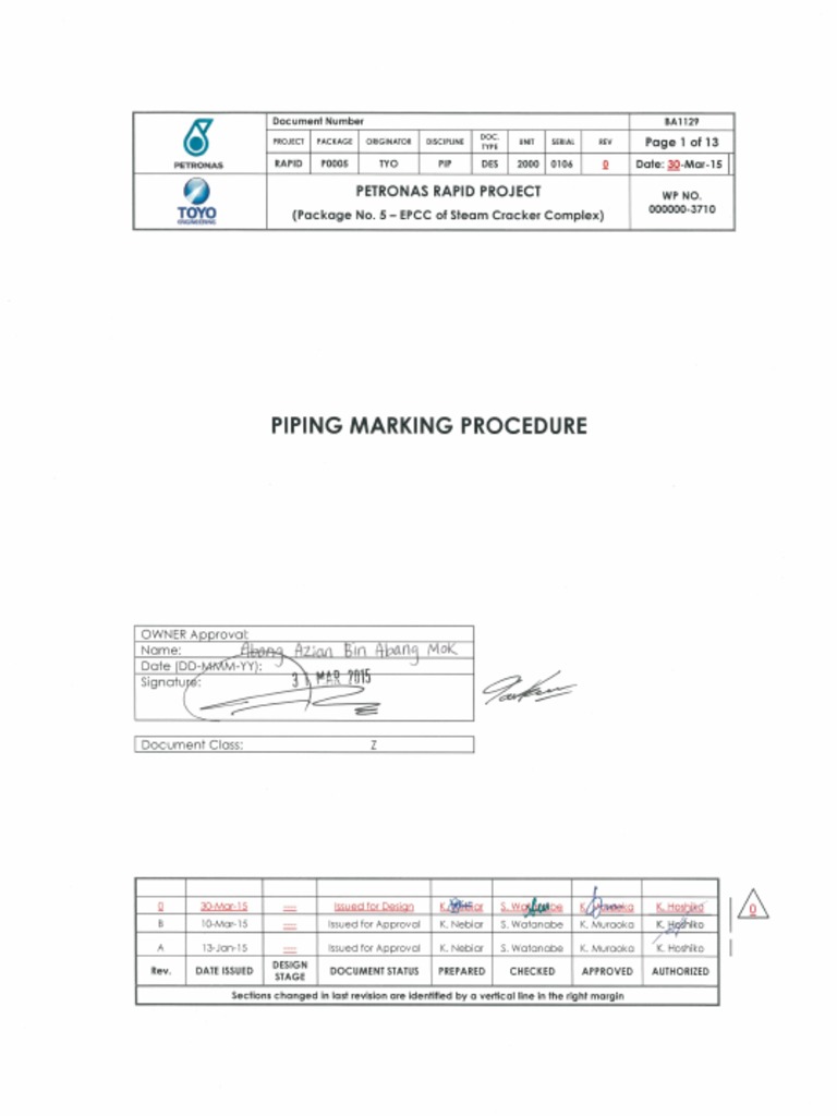 Piping Marking Procedure | PDF | Pipe (Fluid Conveyance) | Valve