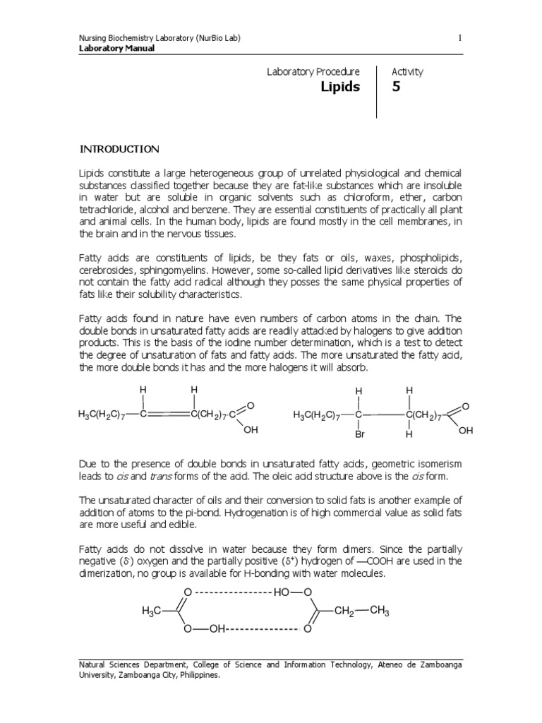 5 Activity Lipids | PDF | Lipid | Fat