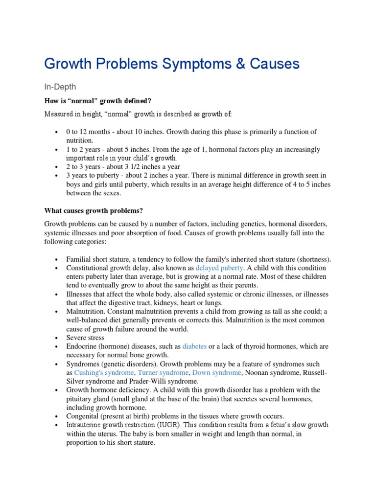 Growth Problems Symptoms | PDF | Genetic Disorder | Puberty