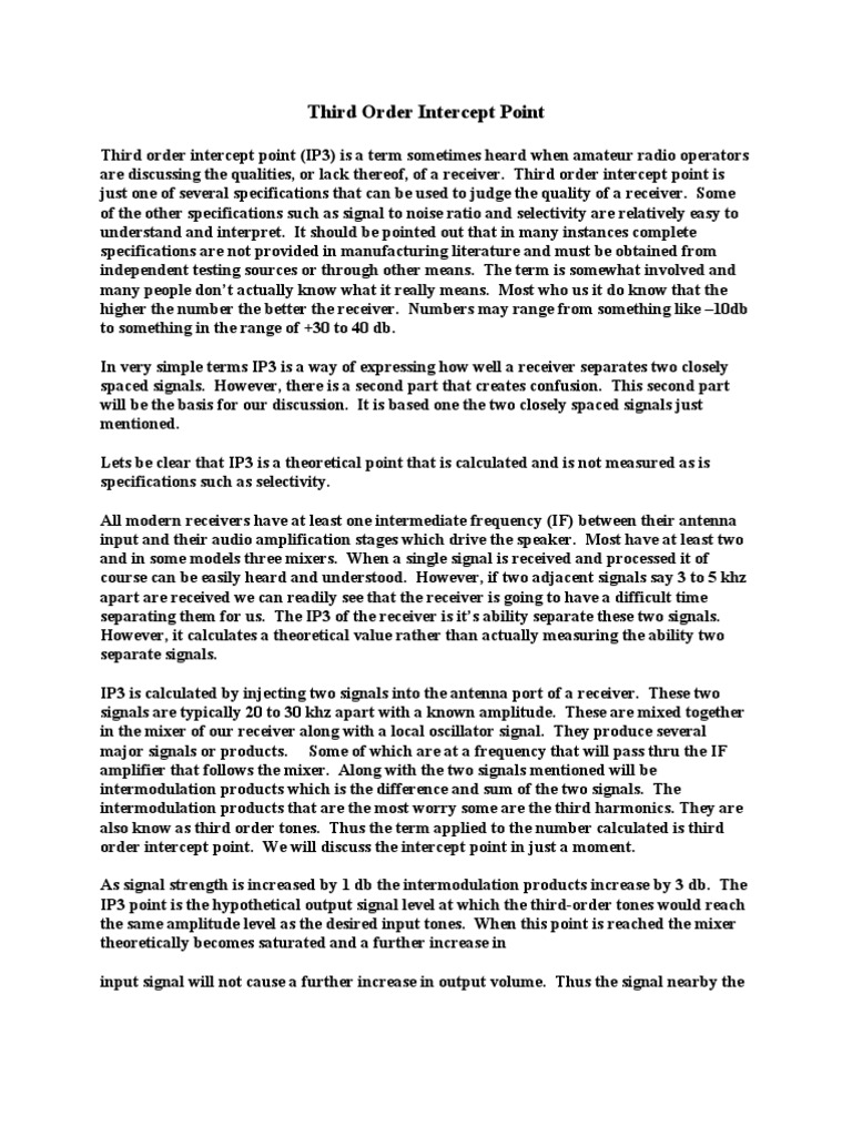 Third Order Intercept Point | PDF | Sound Production Technology ...