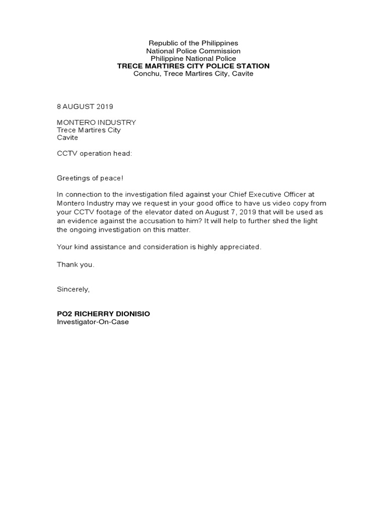 Request For CCTV | PDF