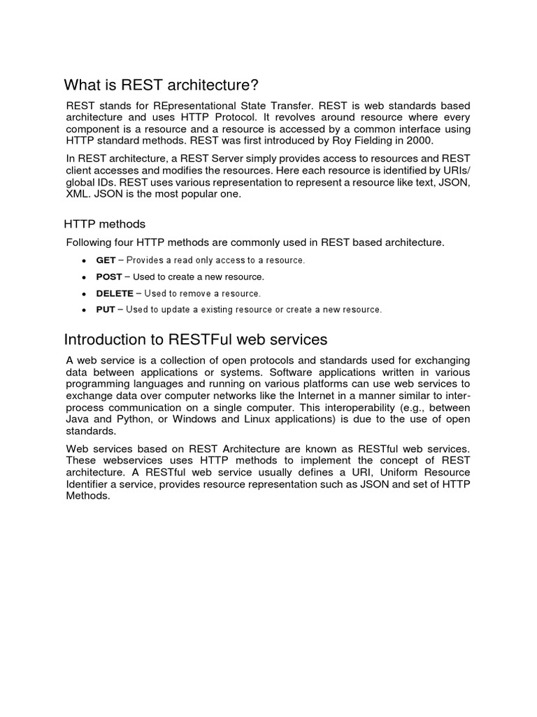 An Introduction to REST Architecture: Resources, Representations, and ...