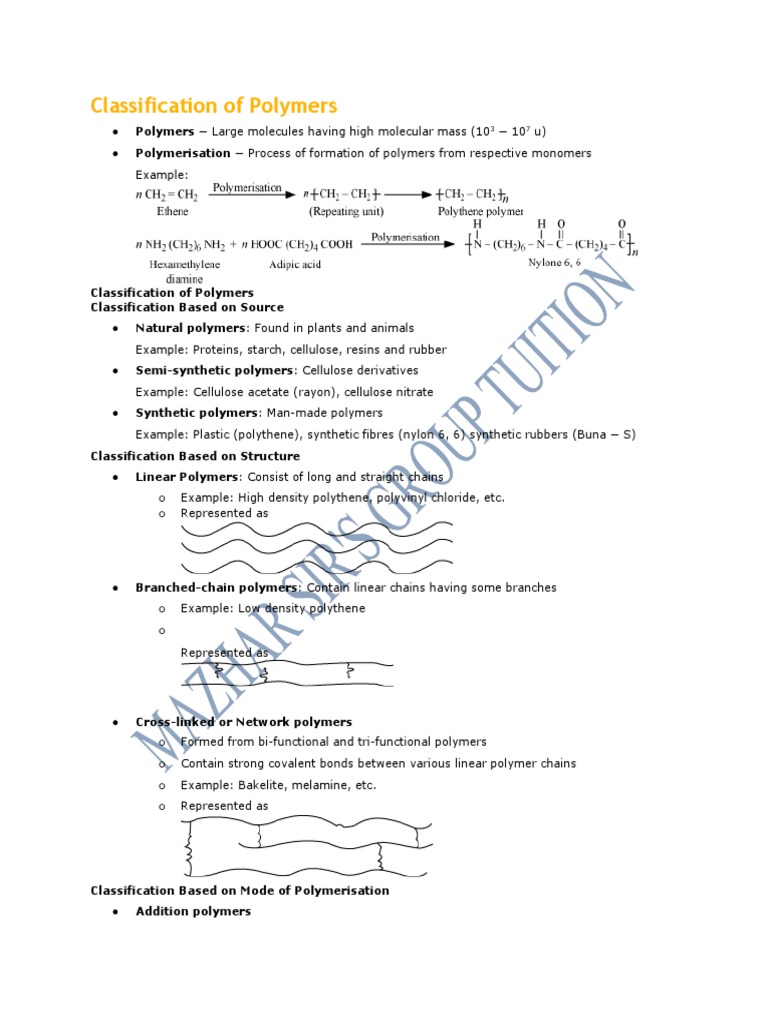 ch-15 Ncert | PDF | Polymerization | Polymers