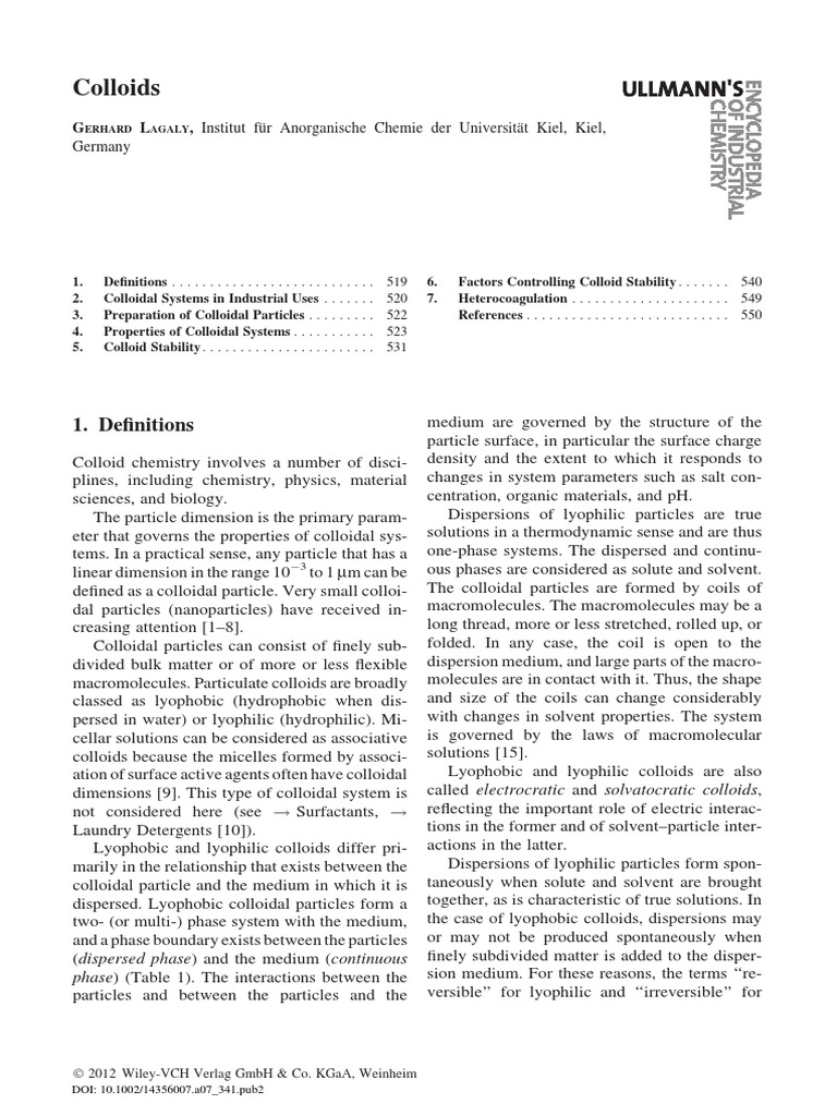 Colloids Lagaly 2007 | PDF | Colloid | Emulsion