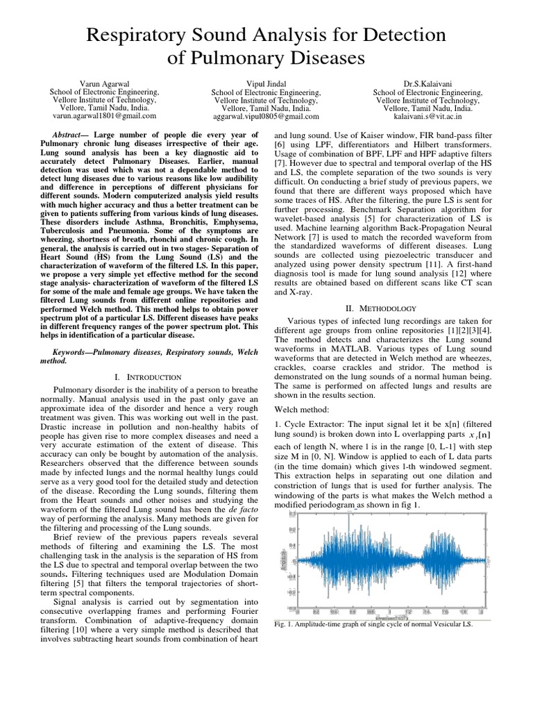 Lung Sound Analysis For Detection of Pulmonary Diseases | PDF ...