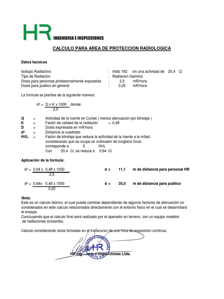 Cálculo de Distancia de Operación y Publico HR Iridio 192 | PDF