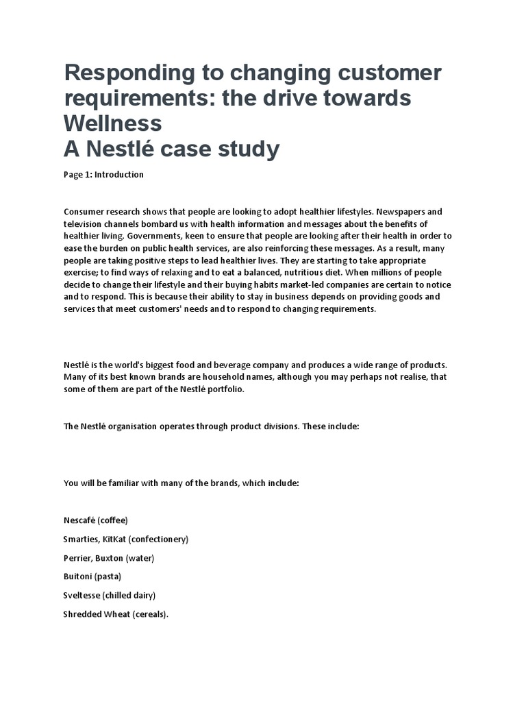 Responding To Changing Customer Requirements | PDF | Nestlé | Foods