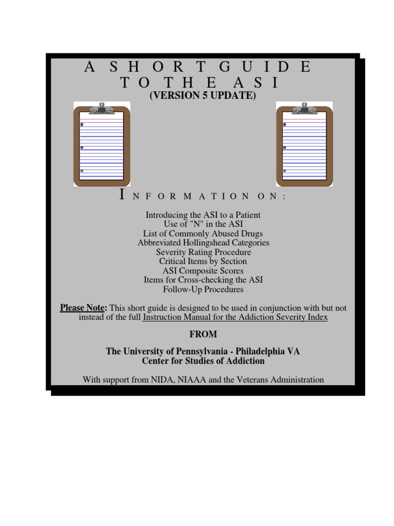 A Guide to Using the Addiction Severity Index (ASI): Key Considerations ...