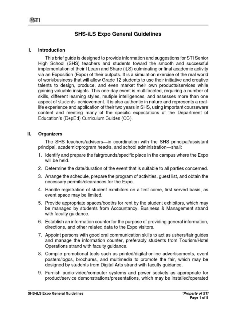 SHS-iLS Expo General Guidelines | PDF | Mentorship | Teachers