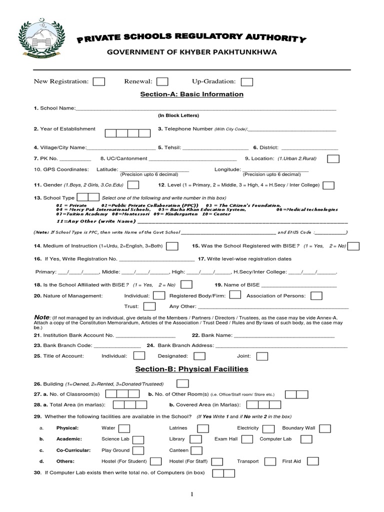 Private Schools Registration Form Pdf Fee Banks