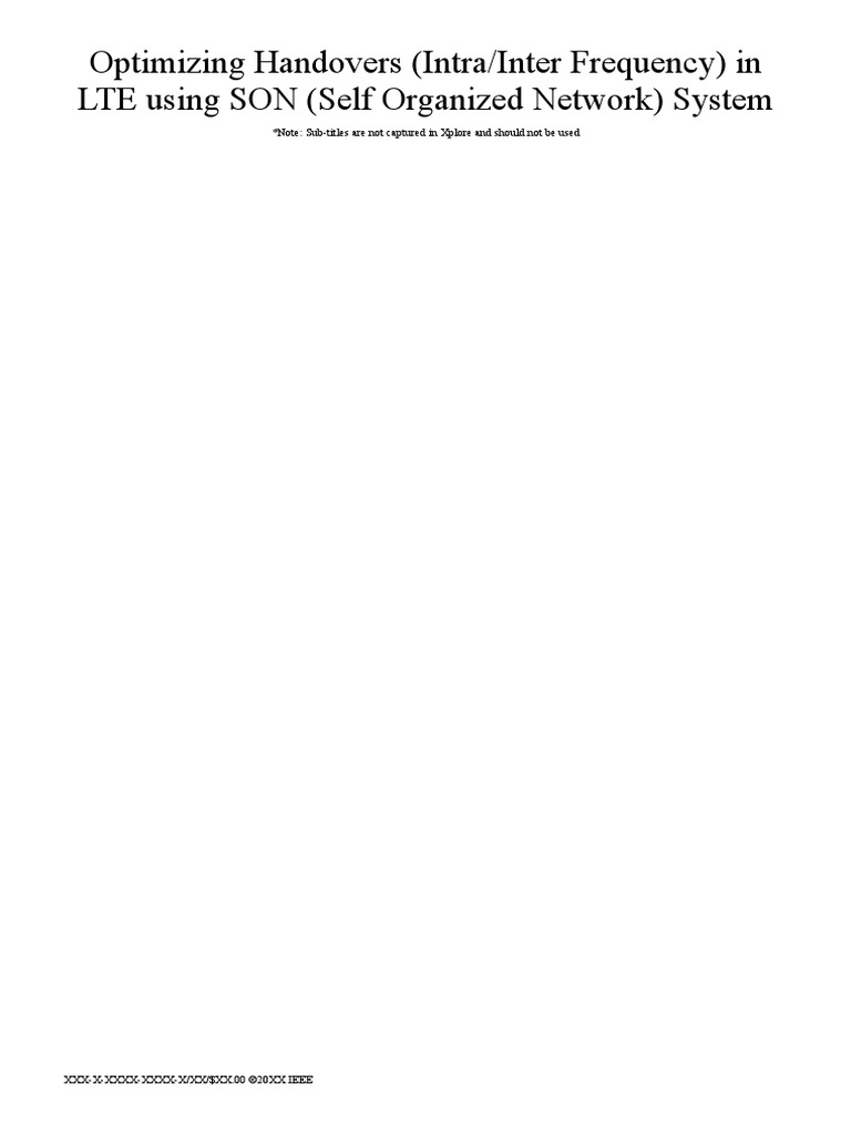 Optimizing Handovers (Intra/Inter Frequency) in LTE Using SON (Self ...